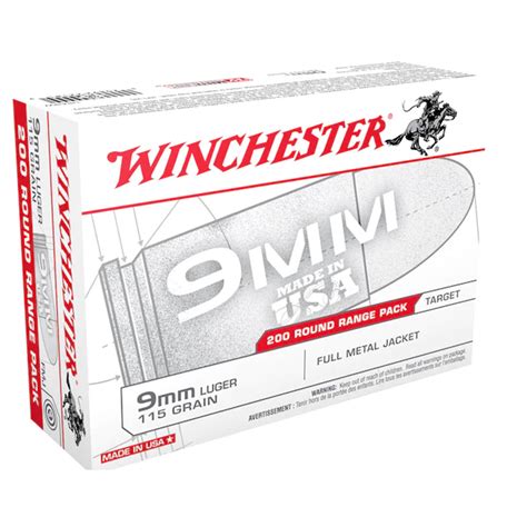 Winchester 9mm Luger 115gr Fmj Target And Practice 200rd Usa9w57753