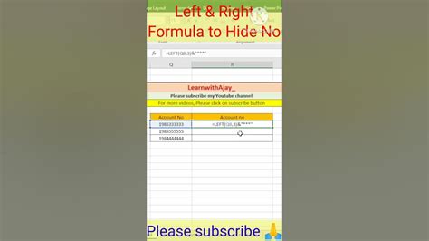 Hide Middle Nos In Excel 🔥👏exceltips Youtubeshorts Youtube Youtube