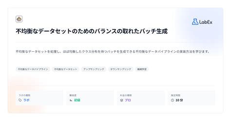 不均衡なデータパイプラインの実装 機械学習 Labex