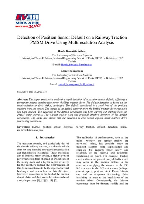 Pdf Detection Of Position Sensor Default On A Railway Traction Pmsm