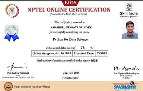 Ive Successfully Completed The Python For Data Science Course Offered By Nptel Iit Madras