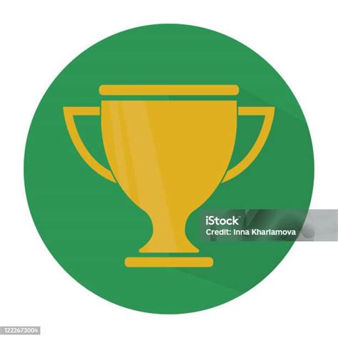 우승자 컵 기호 아이콘입니다 수상자 심볼 수여 트로피 그림자로 평평한 버튼을 원합니다 1위에 대한 스톡 벡터 아트 및 기타 이미지 Istock