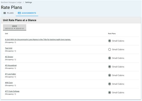 Unit Rate Grid CabinKey