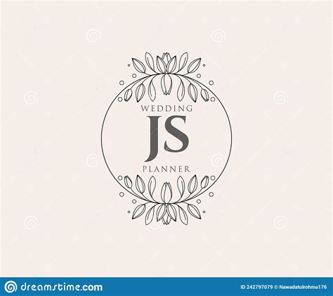 JS Initials Letter Wedding Monogram Logos Collection Hand Drawn Modern Minimalistic And Floral