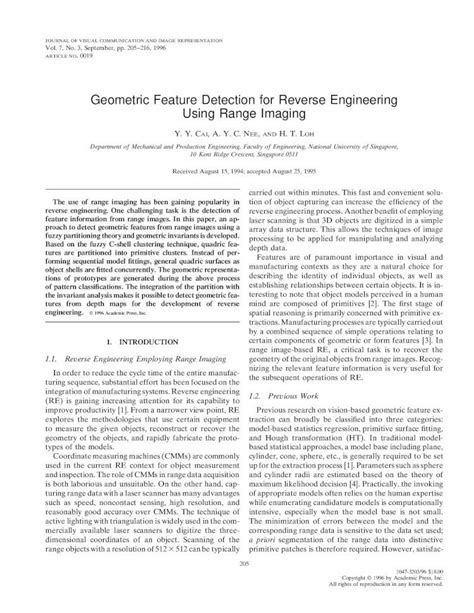 pdf geometric feature detection for reverse engineering using range