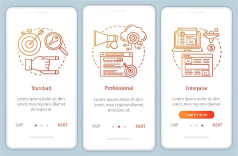 Premium Vector Crm Subscription Onboarding Mobile App Page Screen With Linear Concepts