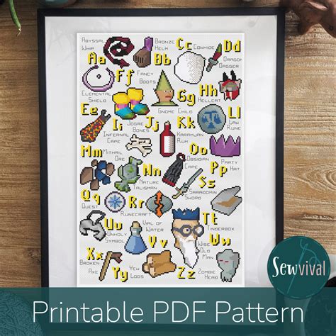 Pattern Pdf Runescape Alphabet Sampler Cross Stitch Pdf Pattern Etsy
