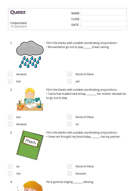 50 Coordinating Conjunctions Worksheets For 2nd Grade On Quizizz Free And Printable