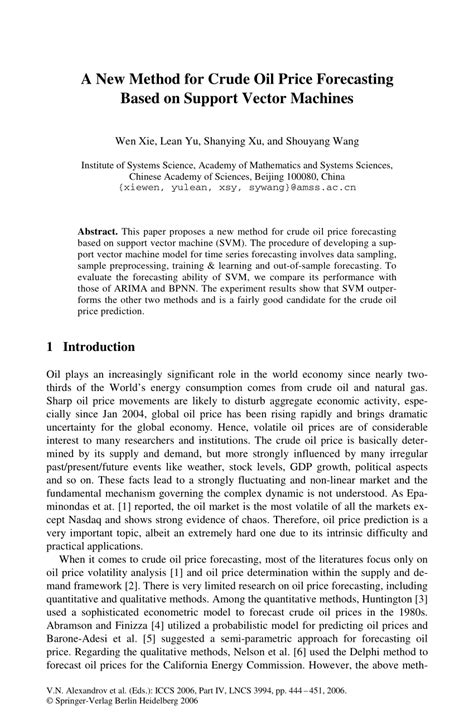 Pdf A New Method For Crude Oil Price Forecasting Based On Support