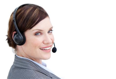 Premium Photo Sexy Customer Service Representative Using Headset