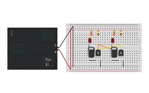circuit design npn transistor and capacitor led flash tinkercad