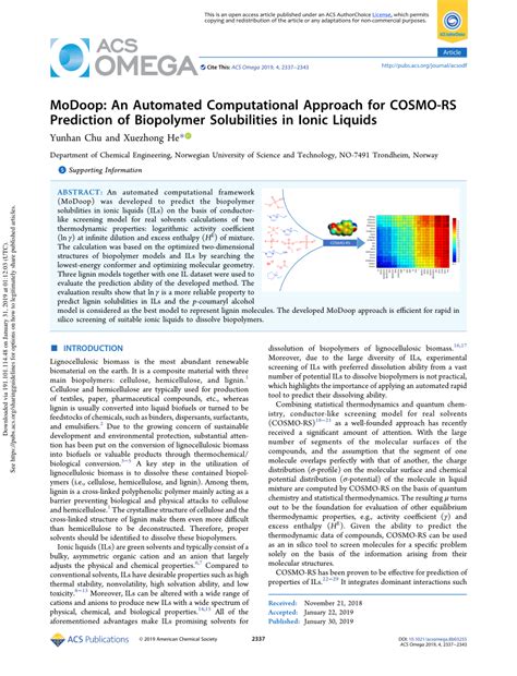 Pdf Modoop An Automated Computational Approach For Cosmo Rs