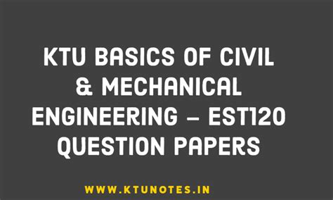 KTU Basics Of Civil Mechanical Engineering EST Question Papers