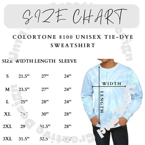 Mens Colortone 8100 Size Chart 8100 Colortone Size Chart Etsy