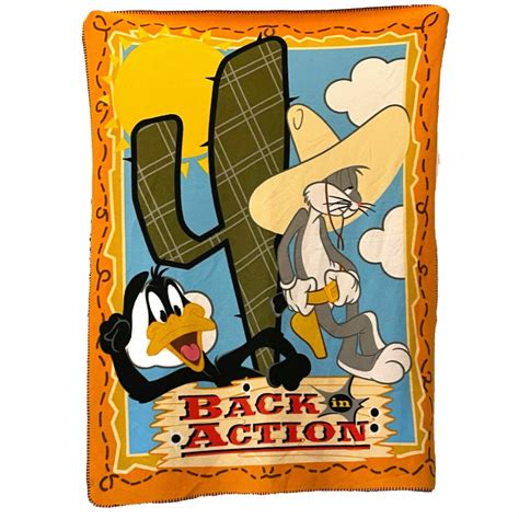 Back In Action Movie Looney Tunes Fleece Plush Blanket Throw Bugs Bu