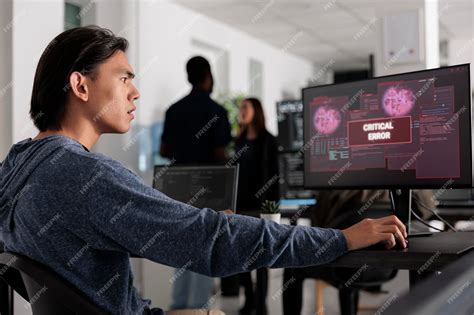 premium photo worried software developer having web server hacked