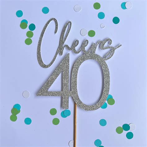 Glitter Cake Topper Cheers 40 Silver Balloons Etc