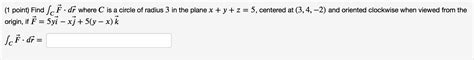 Solved Point Find F Dr Where C Is A Circle Of Radius Chegg