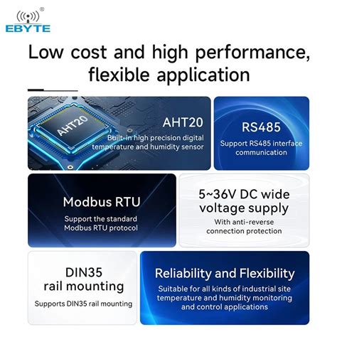 Module Rail Modbus Rtu Protocol Rs485 Temperature And Humidity Sensor Iot Module Shop