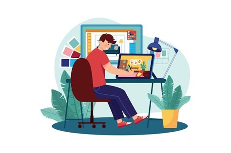 흰색 배경에 인테리어 디자이너 그림 개념 프리미엄 벡터