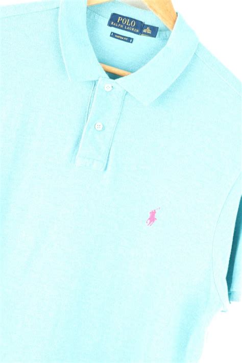 Xl 폴로 랄프로렌 반팔 카라 티셔츠 하늘색 면 세컨웨어