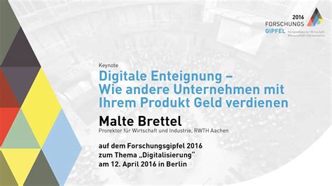 Forschungsgipfel 2016 Keynote Malte Brettel Youtube