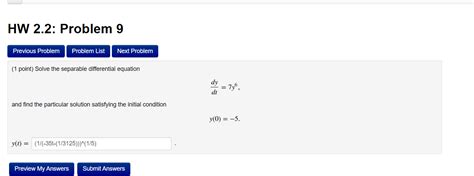 Solved Hw 22 Problem 9 Previous Problem Problem List Next