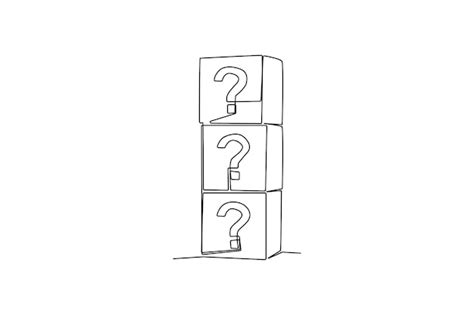 Premium Vector Continuous One Line Drawing Cubes With Question Mark