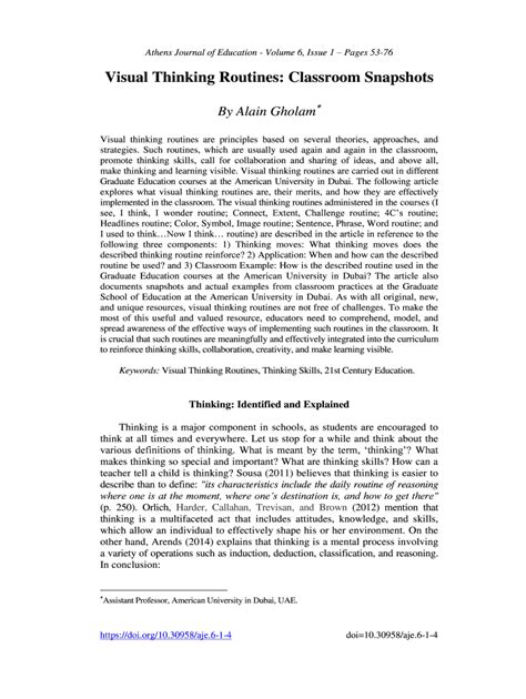 Fillable Online Visual Thinking Routines Classroom Snapshots Eric Fax Email Print Pdffiller