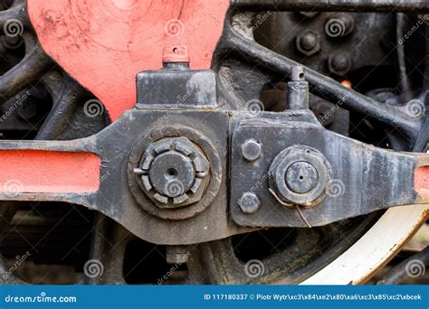 Chassis Of The Old Train Steel Heavy Wheels Of A Steam Locomotive Stock Image Image Of Detail