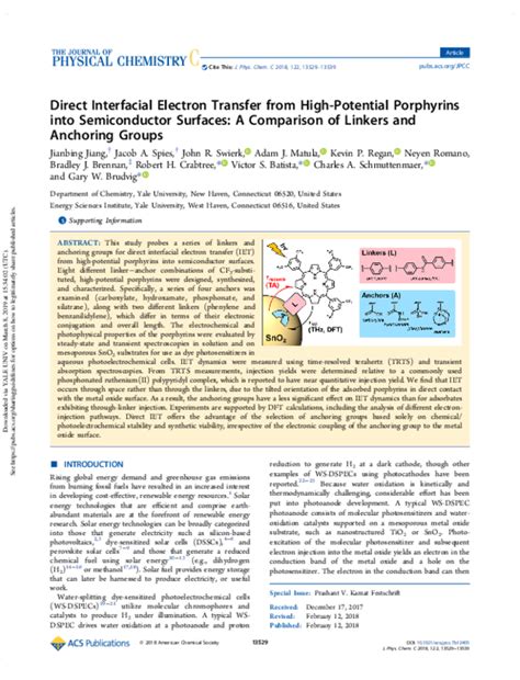 Pdf Direct Interfacial Electron Transfer From High Potential Porphyrins Into Semiconductor