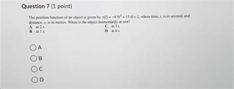 Solved The Position Function Of An Object Is Given By Chegg