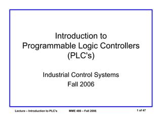 Introduction To Programmable Logic Controllers PLC S PDF
