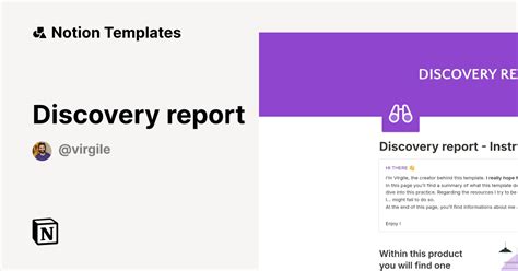 Discovery report Template by Virgile Gouala | Notion Marketplace
