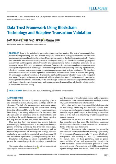 Data Trust Framework Using Blockchain Received March 27 2021