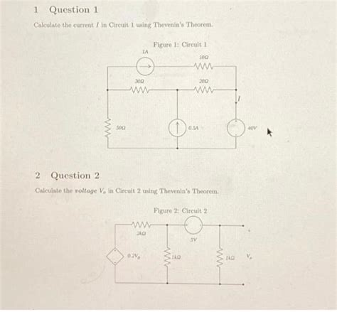 solved calculate the current i in circuit 1 using thevenin s