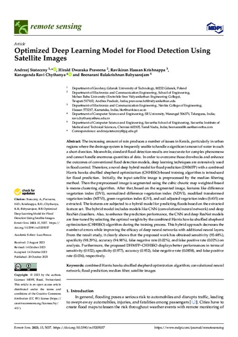 pdf optimized deep learning model for flood detection using satellite