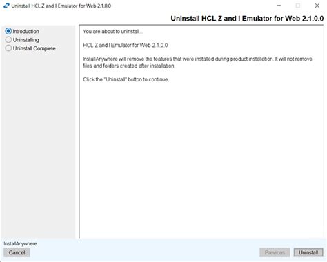 Uninstalling The Z And I Emulator For Web Using Gui Mode