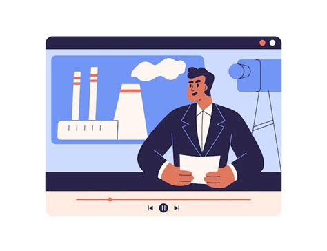 Tv 뉴스 스튜디오의 책상에 앵커 최신 정보를 알려주는 앵커맨 뉴스 캐스터 스크린이 있는 텔레비전 방송 미디어 프로그램의 뉴스 리더 평면 벡터 일러스트 레이 션