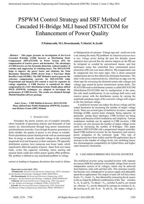 Pdf Pspwm Control Strategy And Srf Method Of Cased H Bridge Mli Based