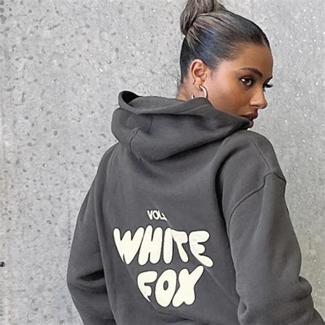 White Fox Hoodie Dark Grey Colour Small Mark On Depop