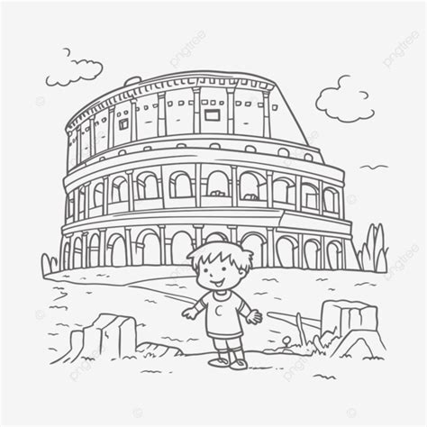 Rome Colosseum Drawing Italy Simple Illustration Vector Roma Coliseu
