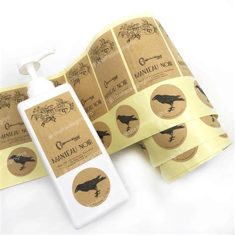 Eco Friendly Recyclable Logo Brand Custom Printing Kraft Brown Paper Adhesive Packaging Label