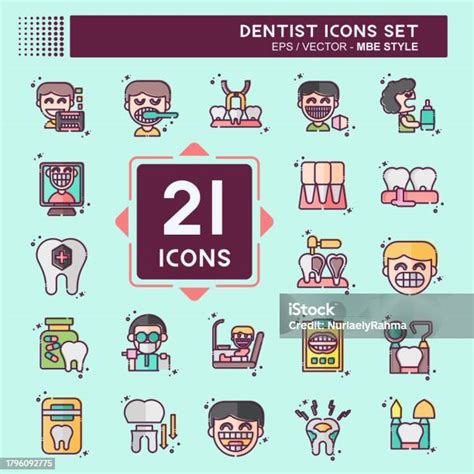 아이콘 세트 치과 의사 Medice 기호와 관련이 있습니다 Mbe 스타일 심플한 디자인 편집 가능 간단한 일러스트레이션 간호사에 대한 스톡 벡터 아트 및 기타 이미지