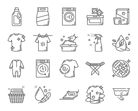 Washing Dry Cleaning Line Icons Laundry Service 23517985 Vector Art At Vecteezy