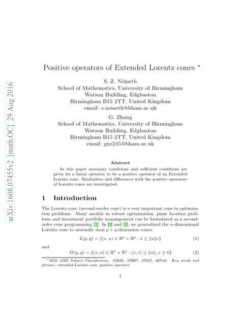 Positive Operators Of Extended Lorentz Cones
