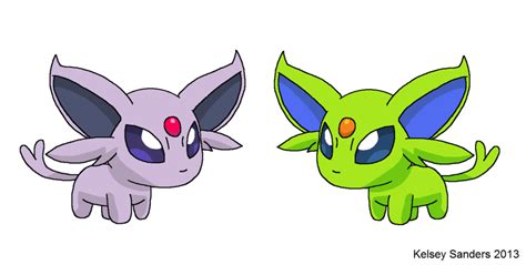 Chibi Espeon Normal And Shiny By Kelseyedward On Deviantart
