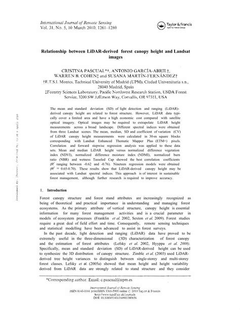 Pdf Relationship Between Lidar Derived Forest Canopy Height Dokumen