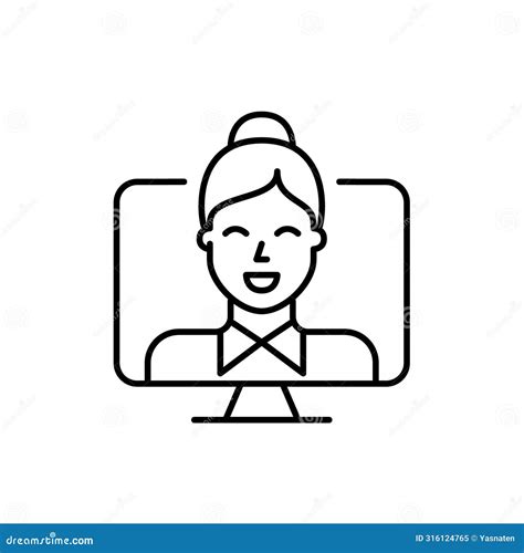 Smartly Dressed Woman With Tie Remote Job Interview Through Video Call Pixel Perfect Editable