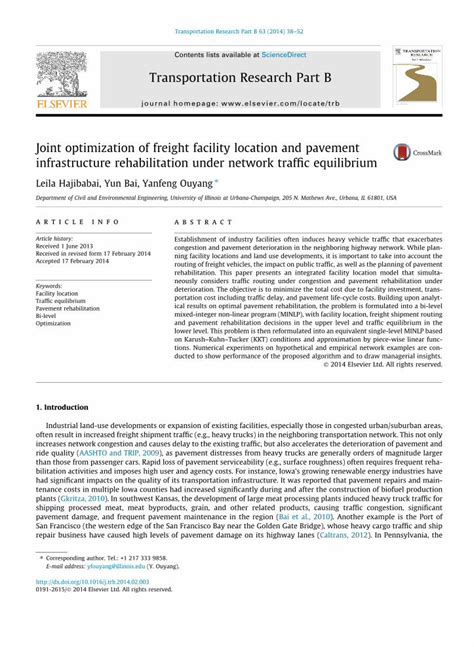 pdf joint optimization of freight facility location and pavement